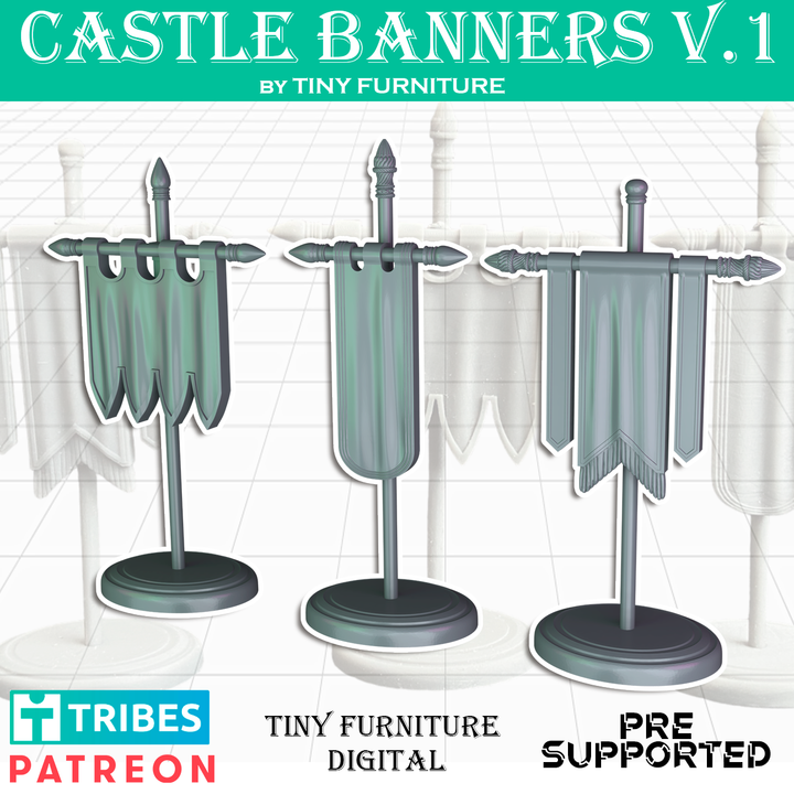 3D Printable Castle Banners v.1 by Tiny Furniture