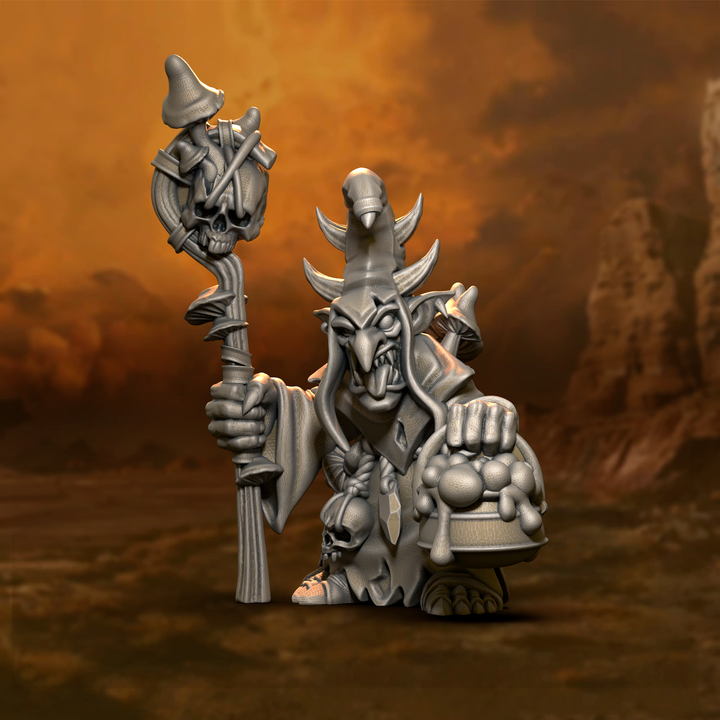 3D Printable Night Goblin Wizard by Punga Miniatures