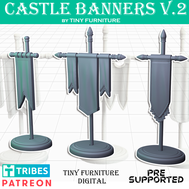 3D Printable Castle Banners v.2 by Tiny Furniture
