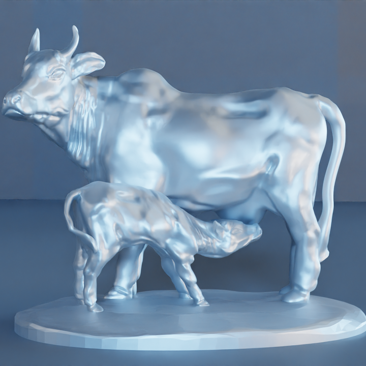 3D Printable Cow and calf indian stl by Niranjay Renahan