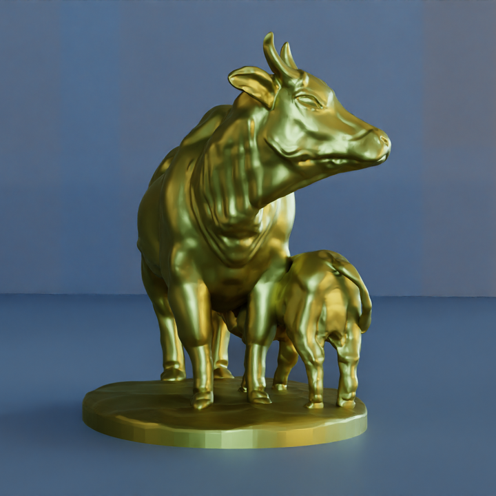 3D Printable Cow and calf indian stl by Niranjay Renahan