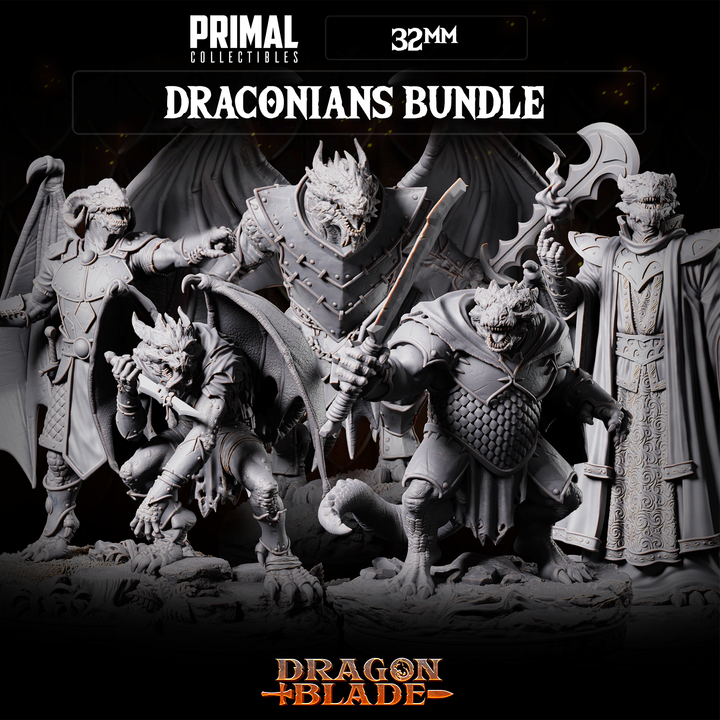 3D Printable 5 miniatures - 32mm - Draconians Bundle - DragonBlade by PRIMAL Collectibles