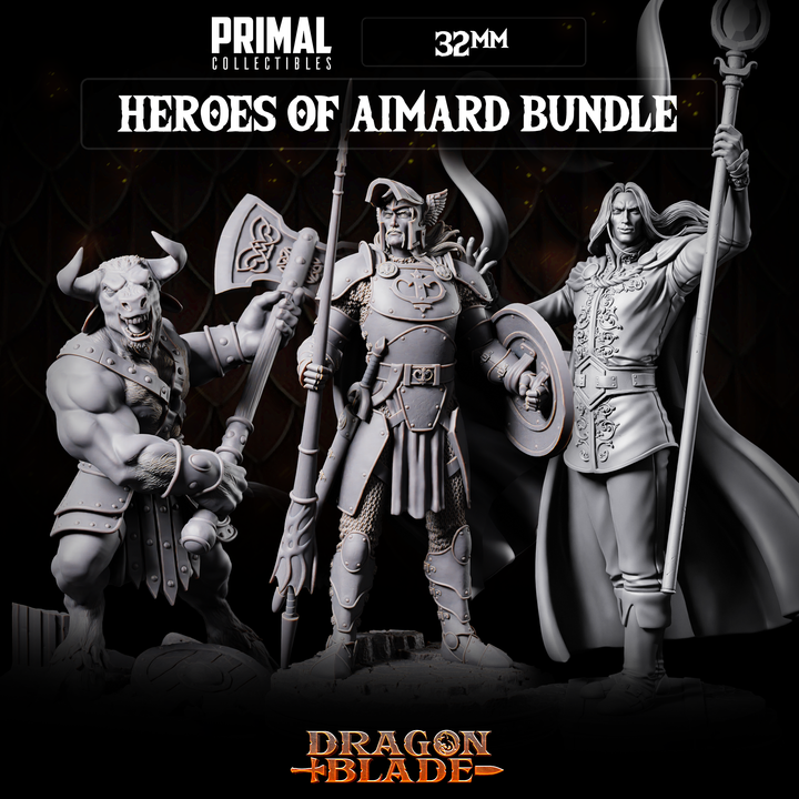 3D Printable 3 miniatures - 32mm - Heroes of Aimard Bundle ...