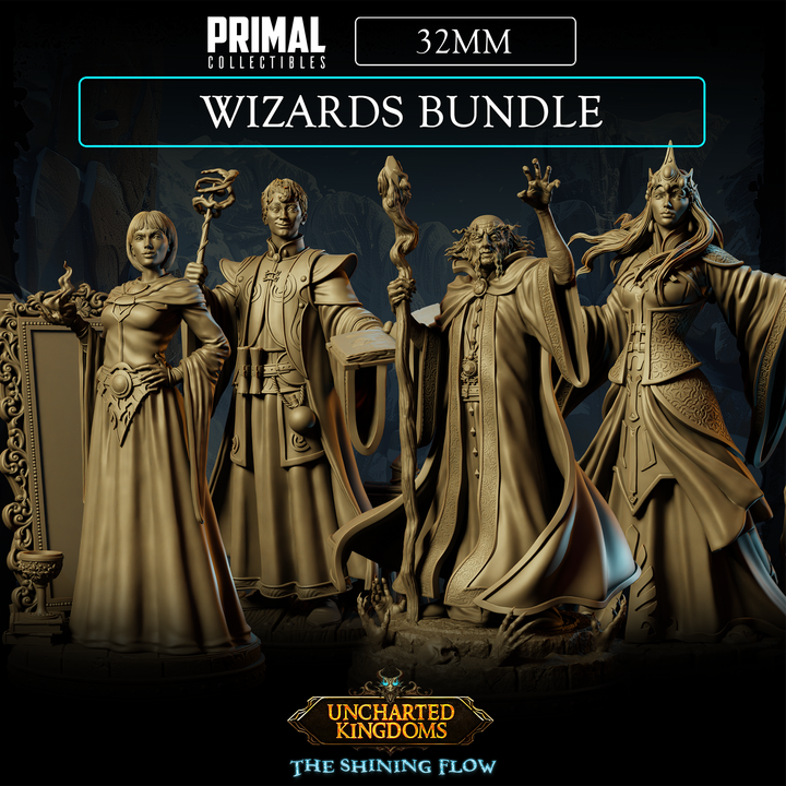 3D Printable 4 miniatures - 32mm - Wizards Bundle - Uncharted Kingdom ...