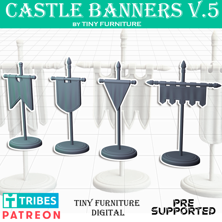 3D Printable Castle Banners v.5 by Tiny Furniture