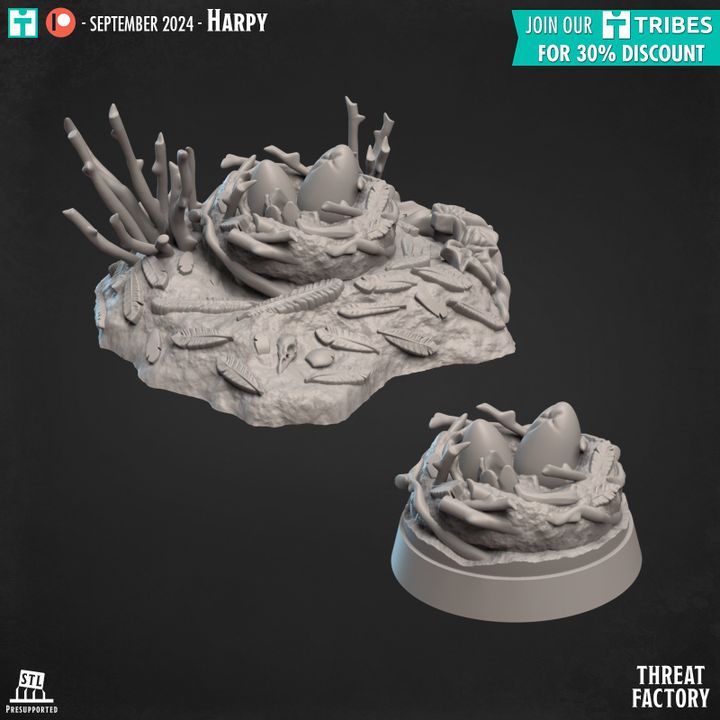 3D Printable Egg nest (token & terrain) by Threat Factory