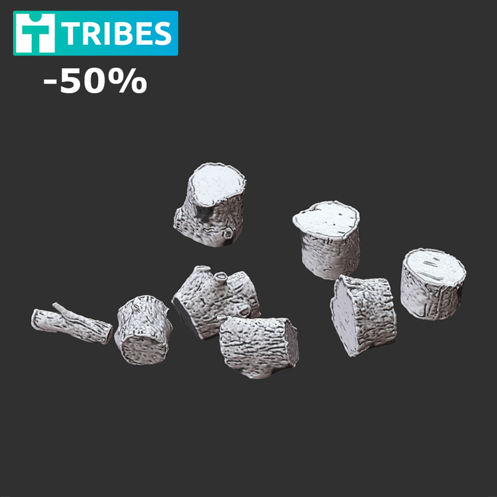 3D Printable Orc Camp tree stumps by Sculpting George