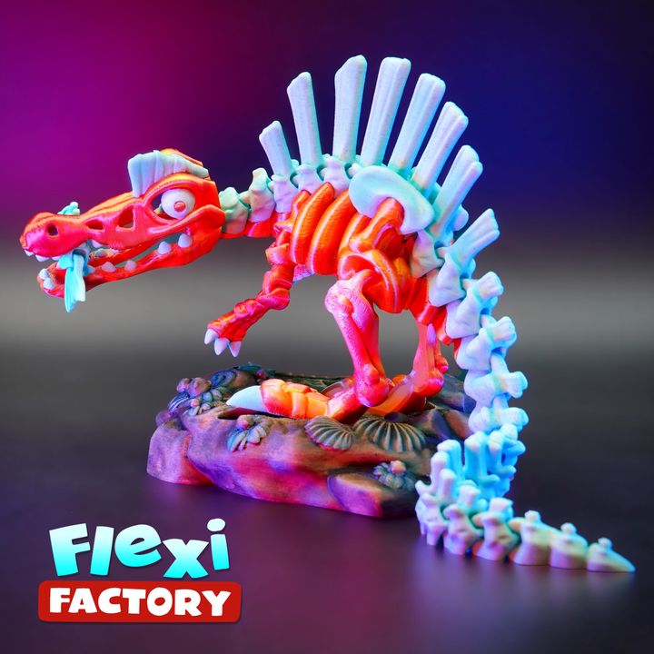 3D Printable Flexi Factory Skeleton Spinosaurus by Flexi Factory