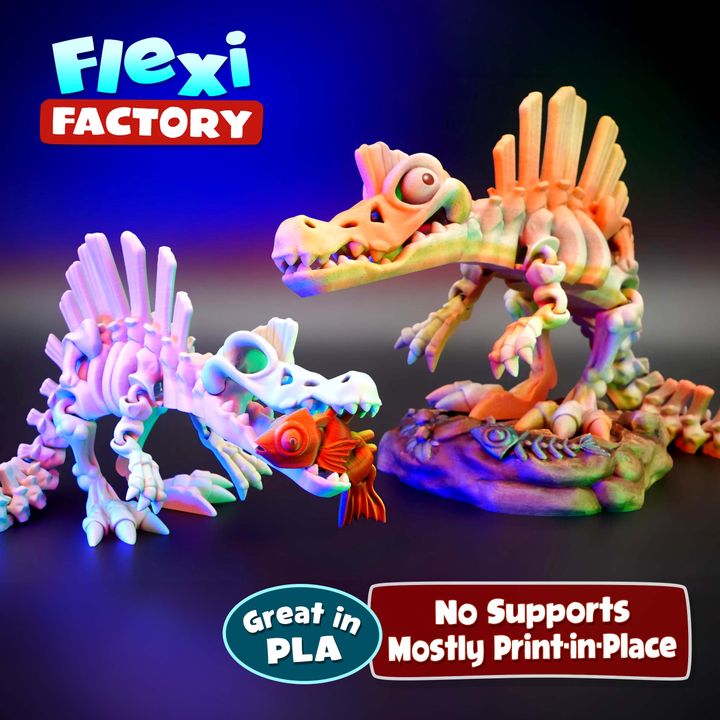 3D Printable Flexi Factory Skeleton Spinosaurus by Flexi Factory