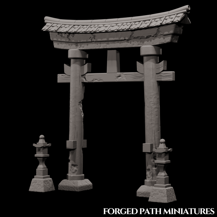3D Printable Japanese Samurai Gate Terrain by Forged Path Miniatures