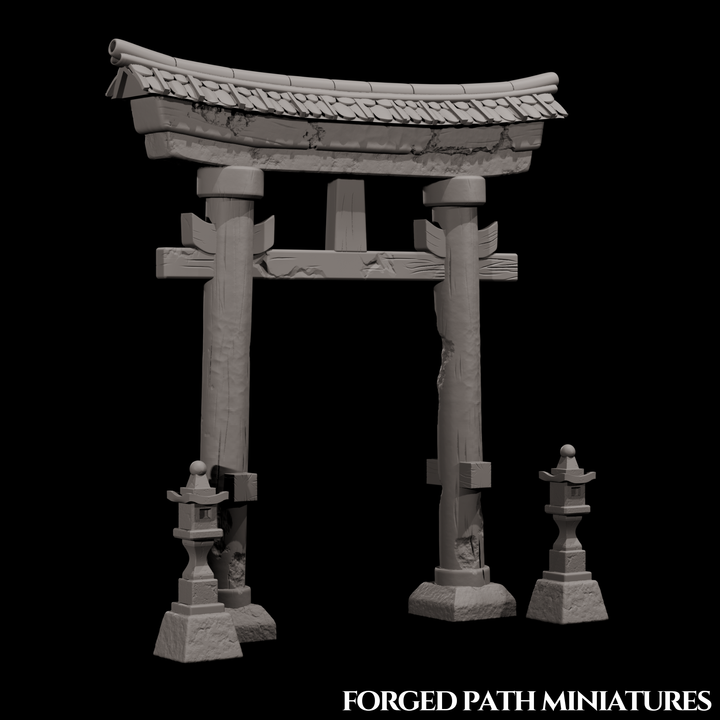 3D Printable Japanese Samurai Gate Terrain by Forged Path Miniatures