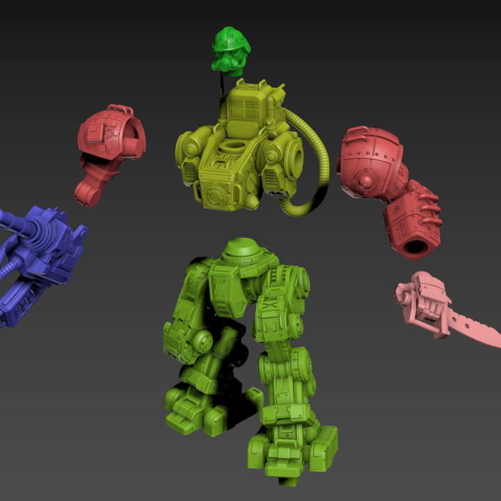 3D Printable Iron Joe Fighting Mech Static Set 100mm by Extra Guy