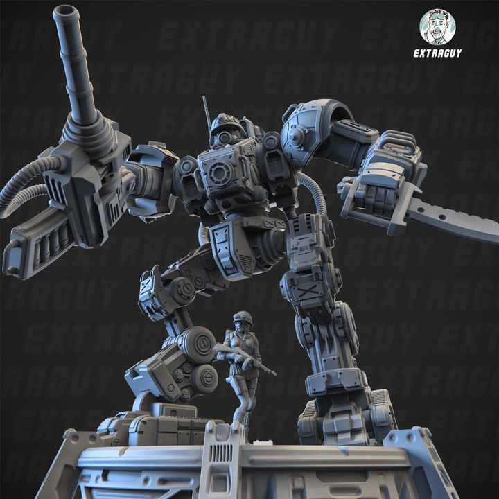 3D Printable Iron Joe Fighting Mech Poseable Set 100mm by Extra Guy