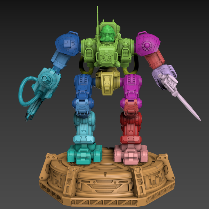 3D Printable Iron Joe Fighting Mech Poseable Set 100mm by Extra Guy