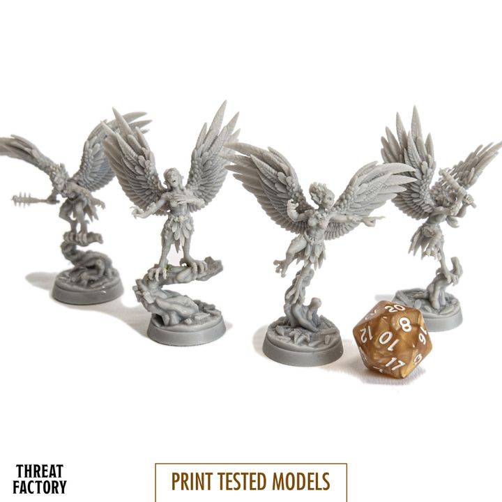 3D Printable Four harpies by Threat Factory