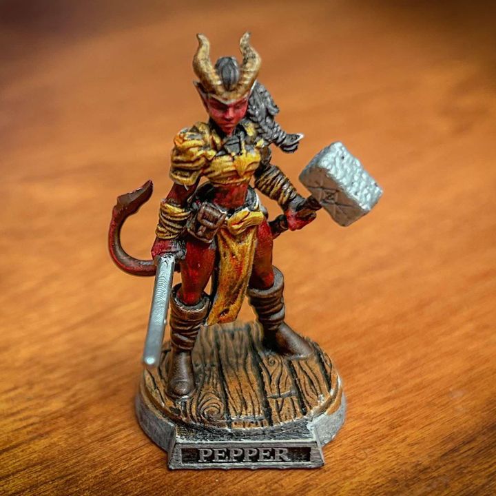 3D Print of Female Fighter Tiefling - Pepper the Female Fighter ...