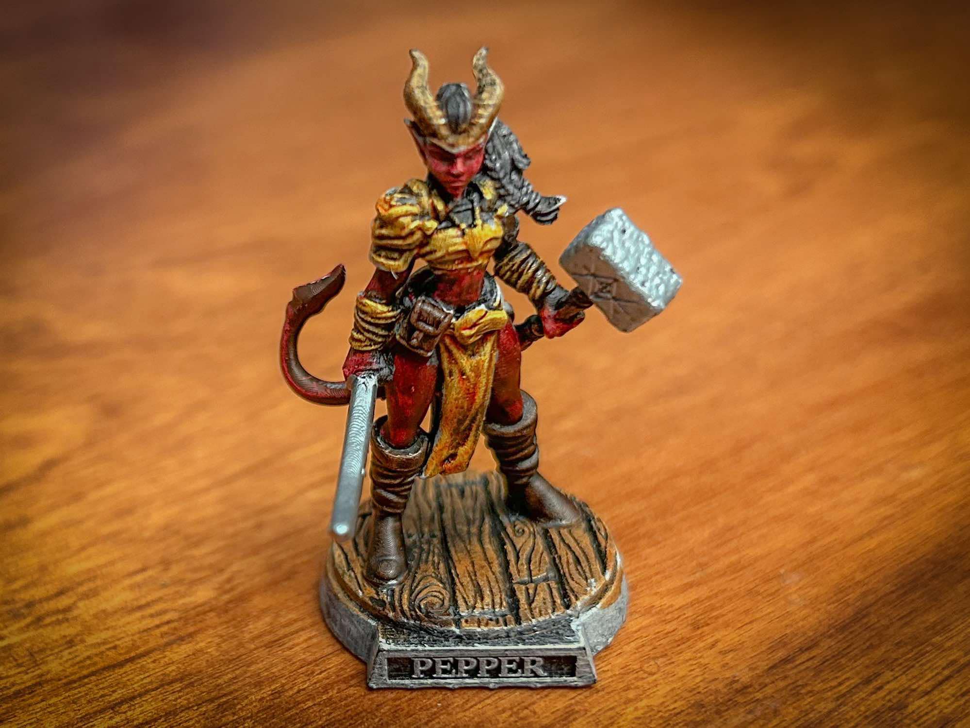 3D Printable Female Tiefling Fighter - Pepper the Female Fighter ...