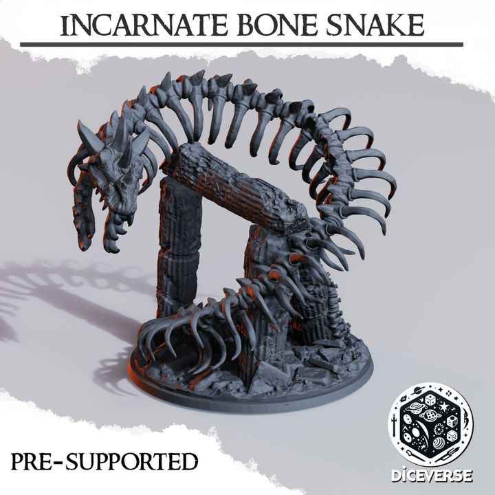 3D Printable Incarnate Bone Snake by Diceverse