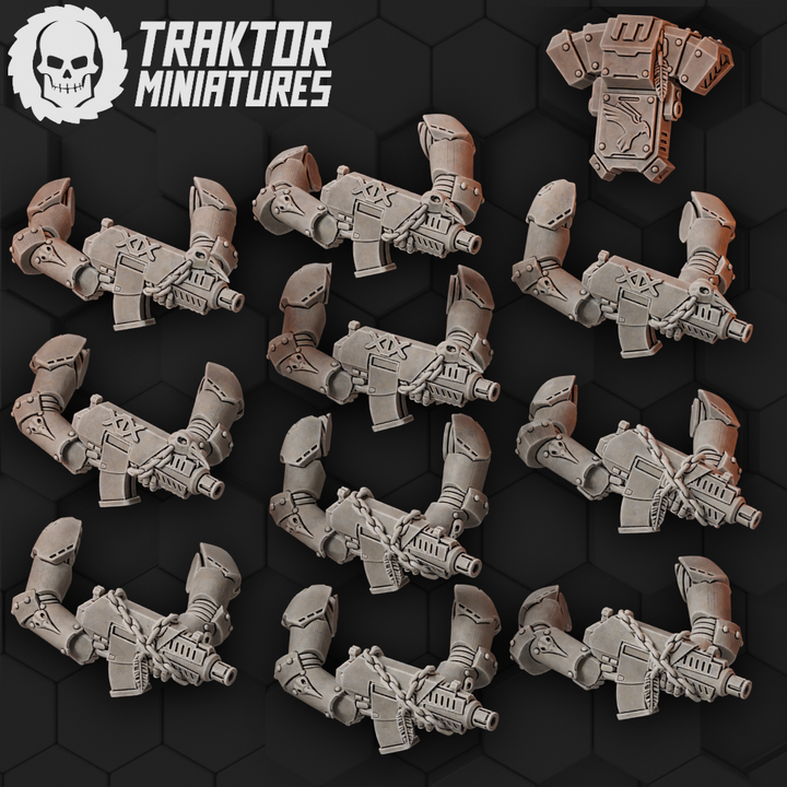3D Printable Mk Hex Crow Gunner Weapons by Traktor Miniatures