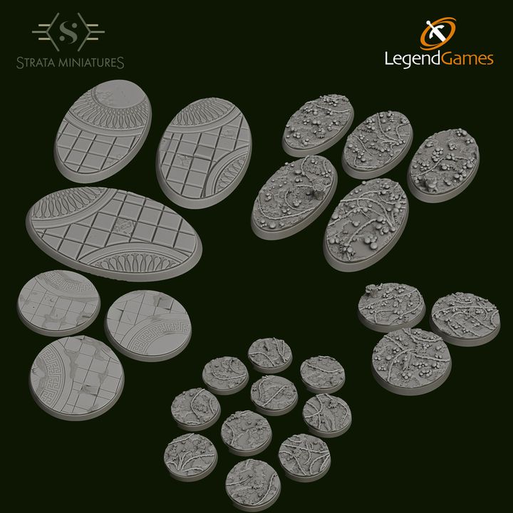 3D Printable Strata Miniatures - Complete Base Set - all 4 base styles ...