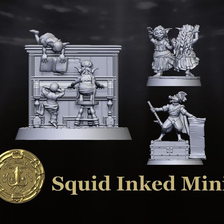 3D Printable Bard Party Goblin Party and Kobold by Squid Inked Minis