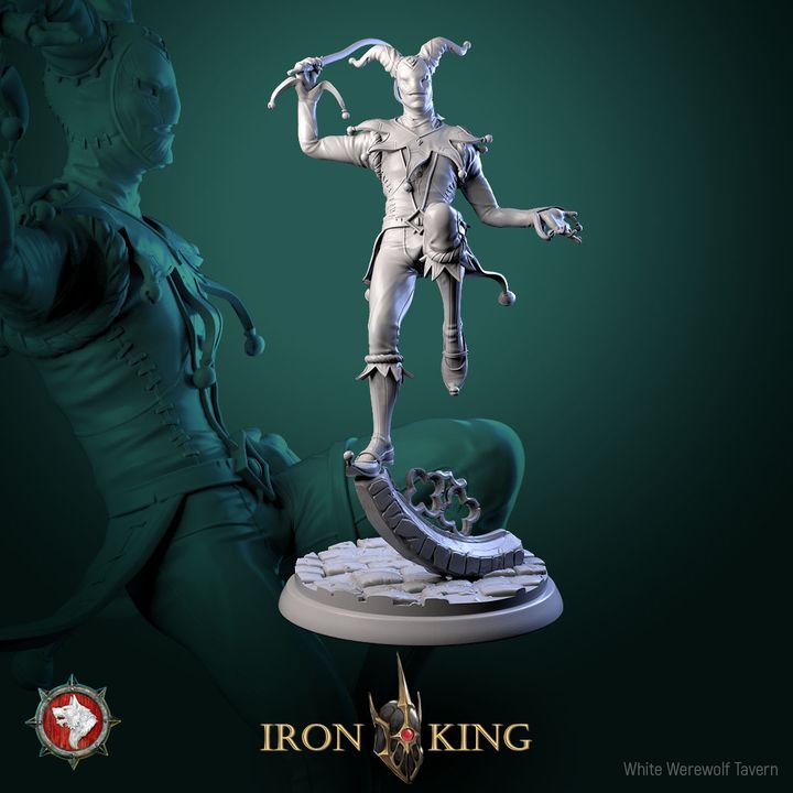3D Printable Jester killer 75mm heroic miniature pre-supported + dnd 5e ...
