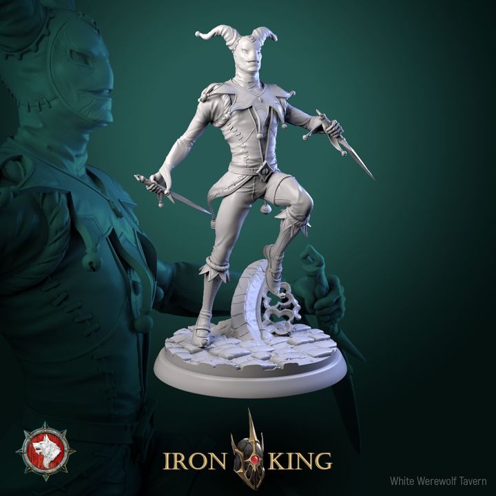 3D Printable Jester killer 32mm set 6 miniatures pre-supported + dnd 5e ...