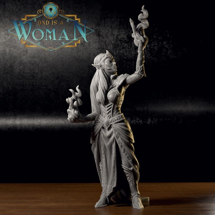 3D Printable Drow Sorcerer - Adira Vindilath - 28/32mm and 75mm by DnD ...