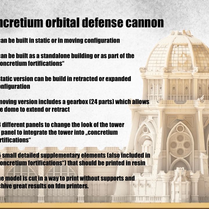3D Printable Concretium Orbital defense tower by LumosMiniatureTerrain