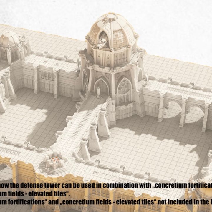 3D Printable Concretium Orbital defense tower by LumosMiniatureTerrain