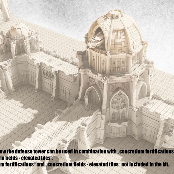 3D Printable Concretium Orbital defense tower by LumosMiniatureTerrain