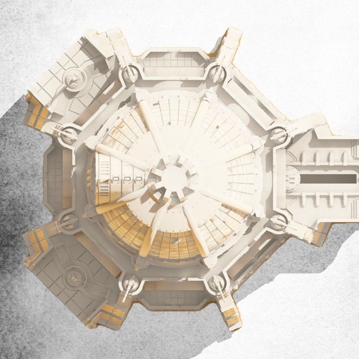 3D Printable Concretium Orbital defense tower by LumosMiniatureTerrain