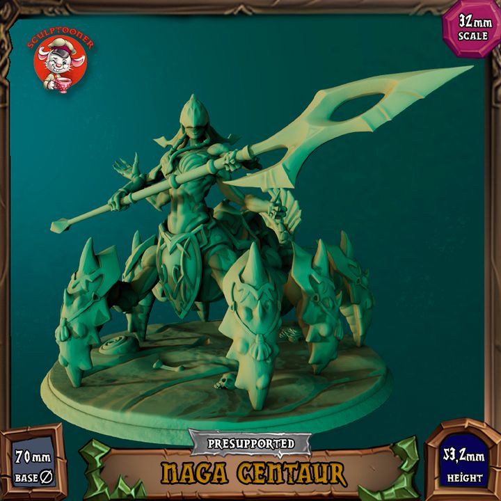 3D Printable Naga Centaur - 32mm scale pre-supported miniature by ...