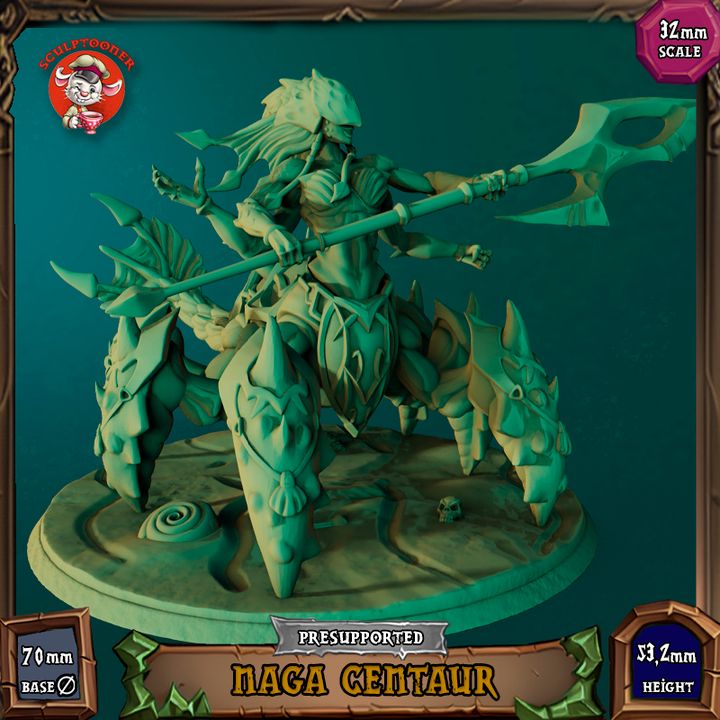 3D Printable Naga Centaur - 32mm scale pre-supported miniature by ...