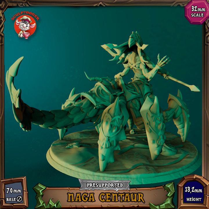 3D Printable Naga Centaur - 32mm scale pre-supported miniature by ...