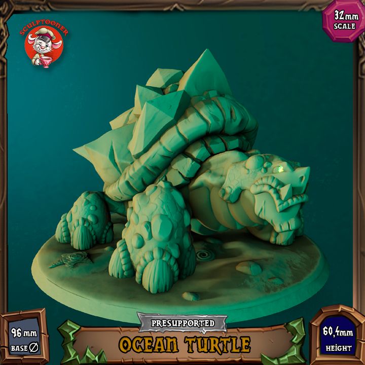 3D Printable Ocean Turtle - 32mm scale pre-supported miniature by ...