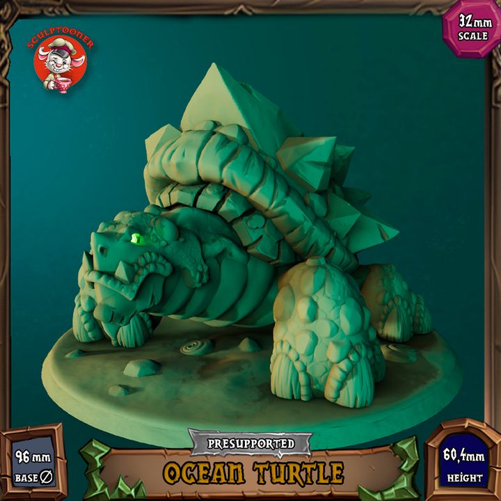 3D Printable Ocean Turtle - 32mm scale pre-supported miniature by ...