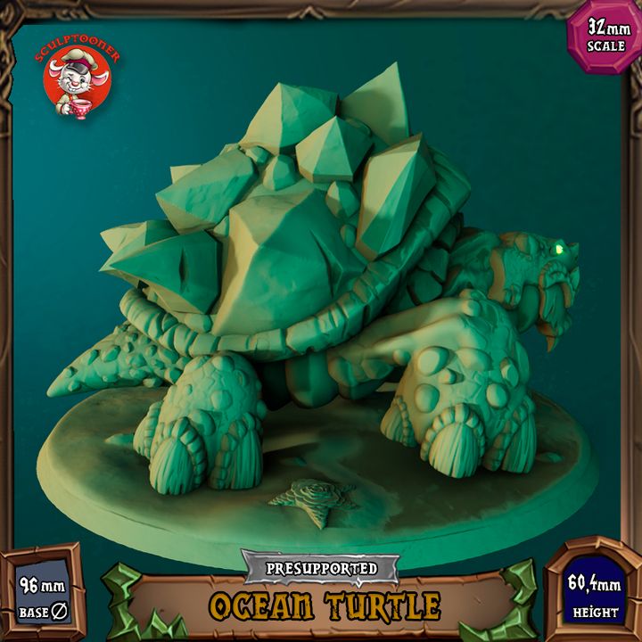 3D Printable Ocean Turtle - 32mm scale pre-supported miniature by ...