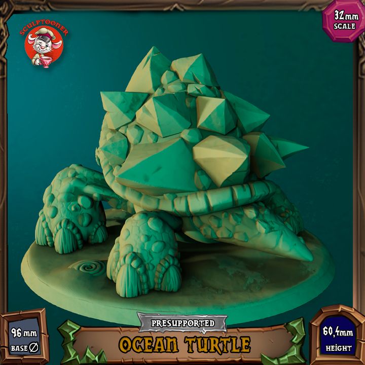 3D Printable Ocean Turtle - 32mm scale pre-supported miniature by ...