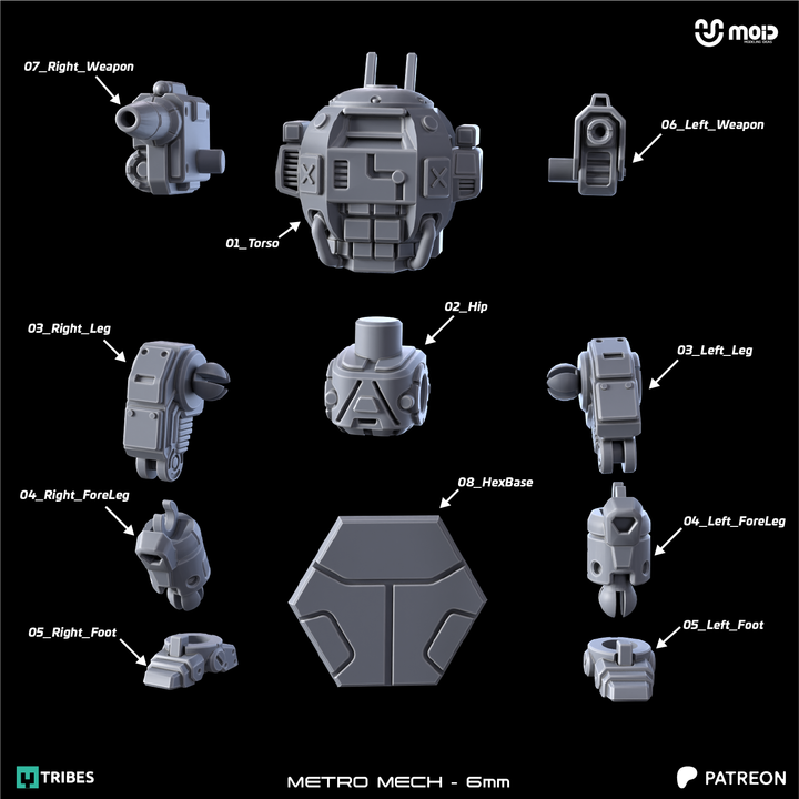 3D Printable Metro Mech 6mm by Moid
