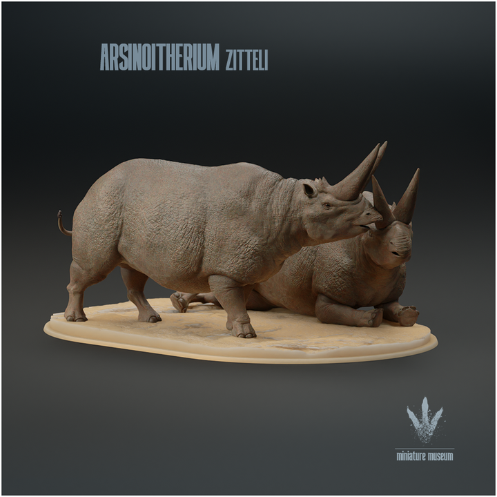 3D Printable Arsinoitherium zitteli : Couple by Miniature Museum