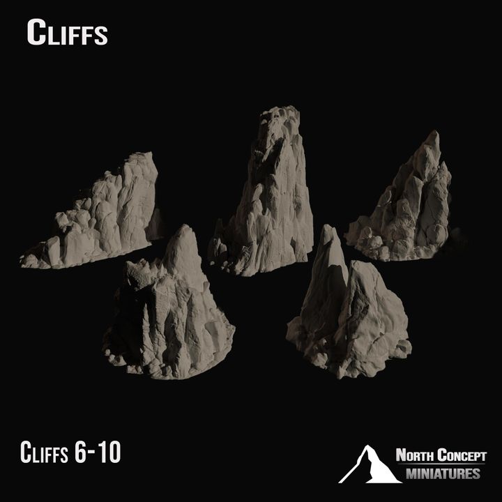 3D Printable Cliffs - Terrain by North Concept Miniatures