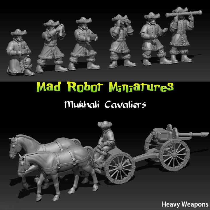 3D Printable Mukhali Cavaliers - Heavy Weapons by Mad Robot Miniatures