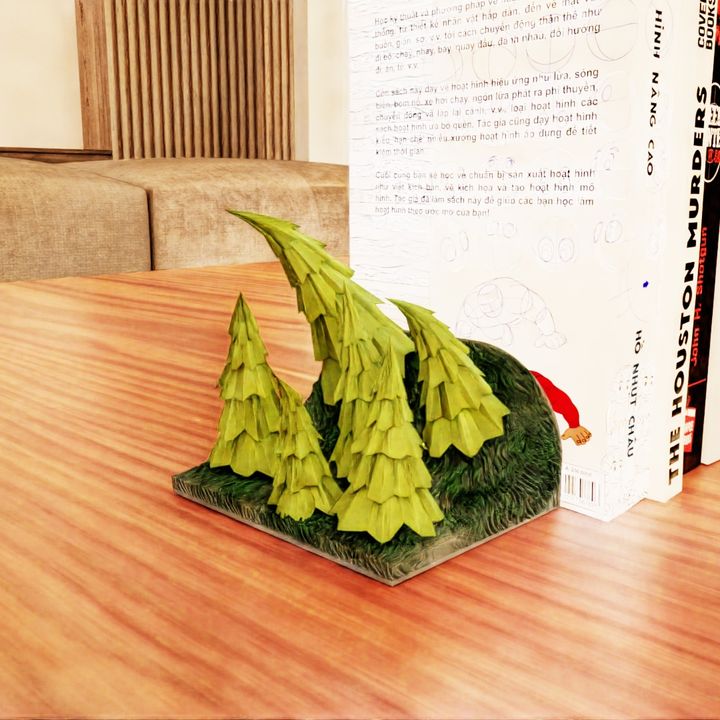 3D Printable Pine Trees Hill Bookend by Lazy Bear