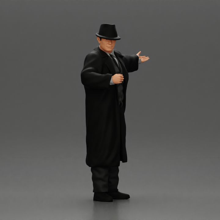 3D Printable mafia man in gangster costume stands confidently while ...