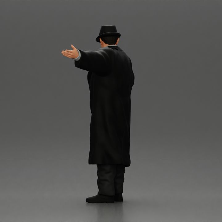 3D Printable mafia man in gangster costume stands confidently while ...