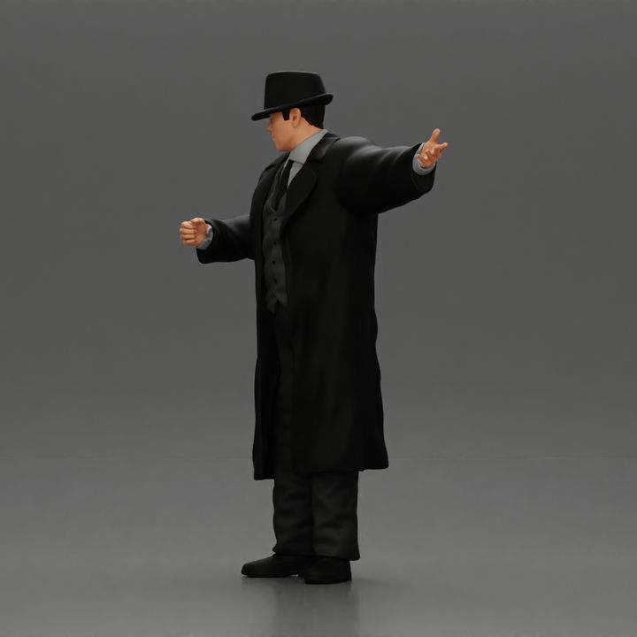 3D Printable mafia man in gangster costume stands confidently while ...