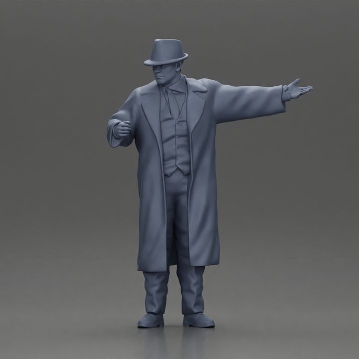 3D Printable mafia man in gangster costume stands confidently while ...