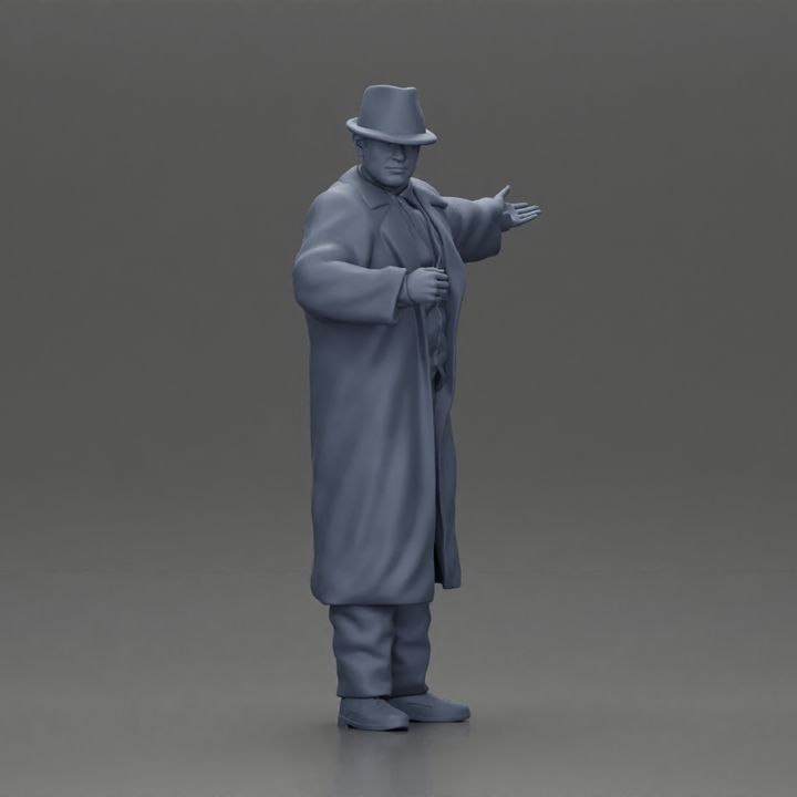3D Printable mafia man in gangster costume stands confidently while ...