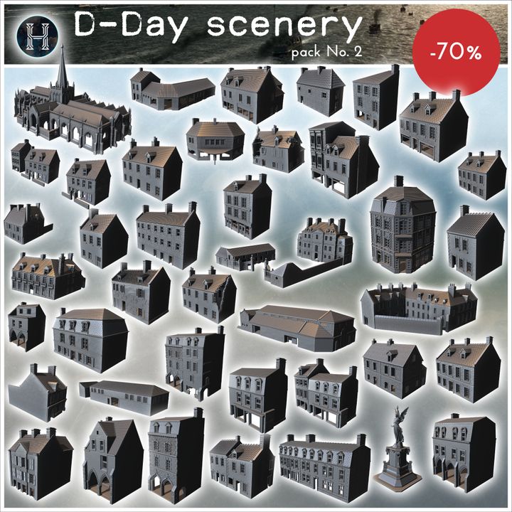 3D Printable D-Day 1944 scenery pack No. 1 (Carentan, Normandy 1944 ...